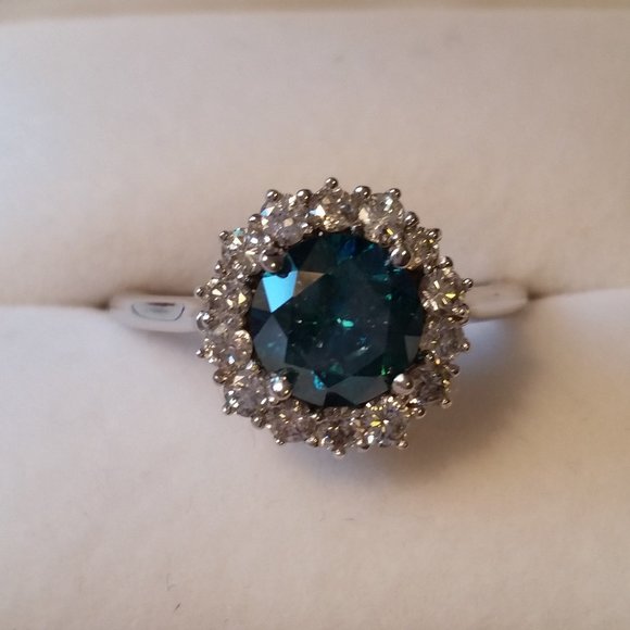 Unbranded | Jewelry | 7 Ct Enhanced Blue Diamond Ring Halo Size 7 14k ...